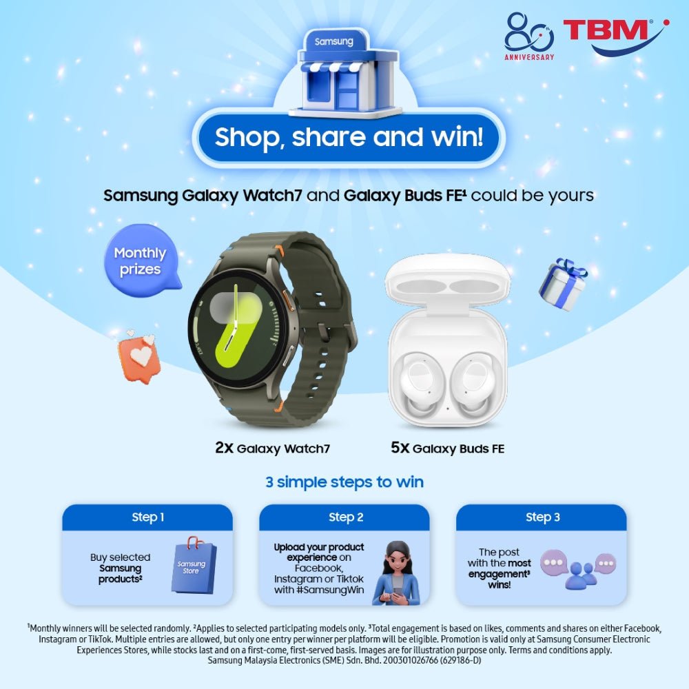 TBM x Samsung Snap, Share & Win | 4 Mar – 30 June 2025 – TBM Online